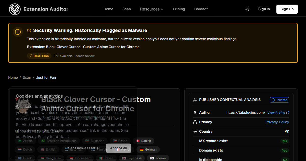 Black Clover Cursor - Custom Anime Cu... - Security Analysis